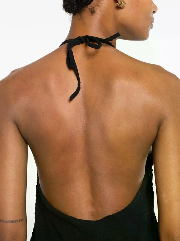 Hunza G Crinkle-effect Halterneck Mini Dress