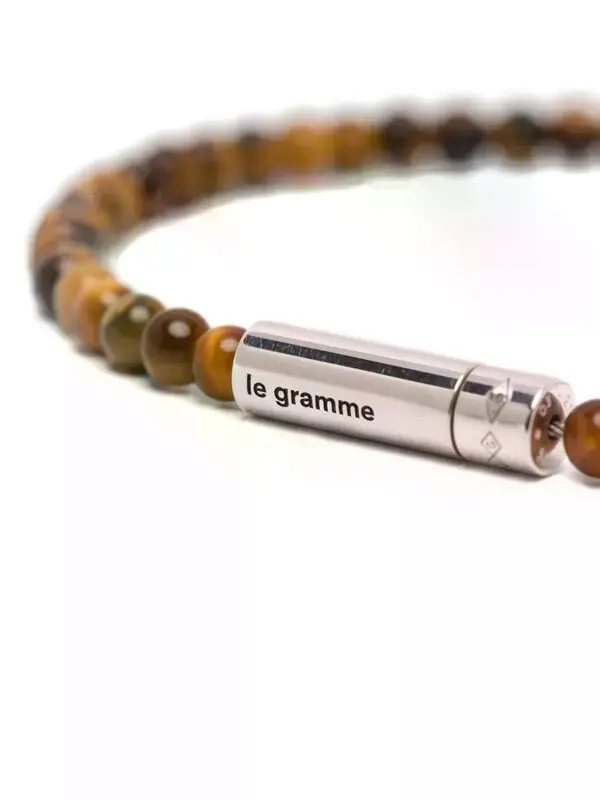 Le Gramme Tiger Eye Bead Cable Bracelet