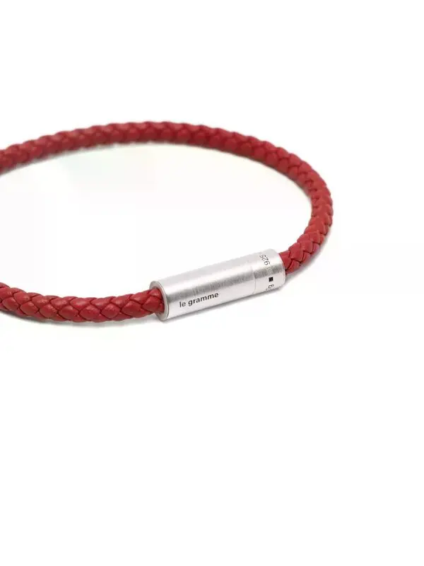Le Gramme Braided Leather Bracelet - Red