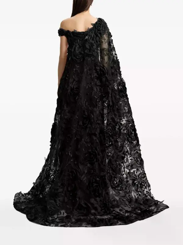 GEMY MAALOUF Floral Appliqué Asymmetrical Dress