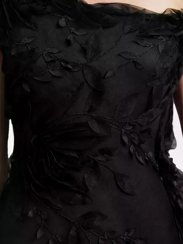 GEMY MAALOUF Floral Appliqué Asymmetrical Dress