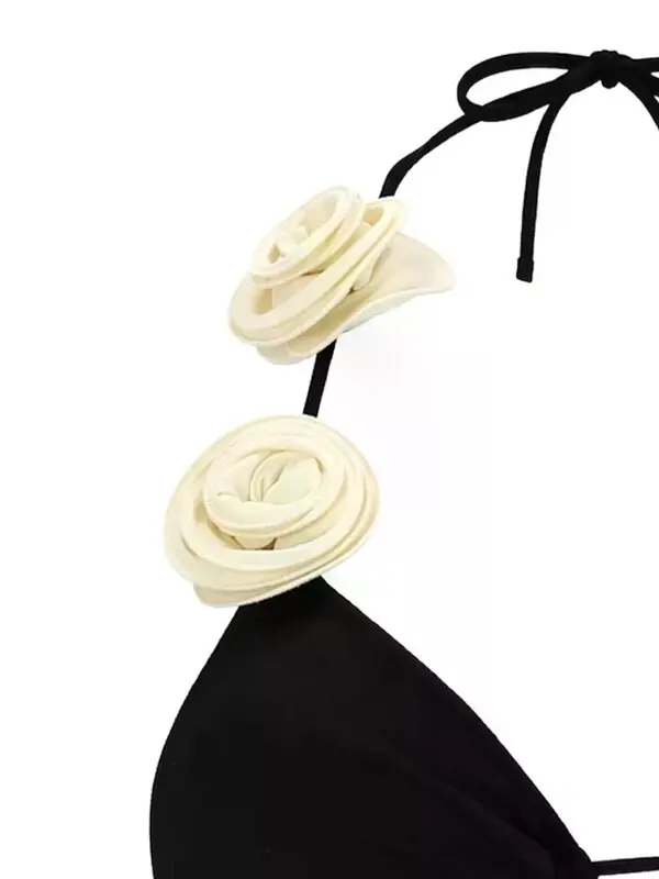 LA REVECHE Floral-appliqué Bikini Top