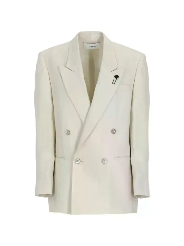 LARDINI Linen Double-breasted Blazer