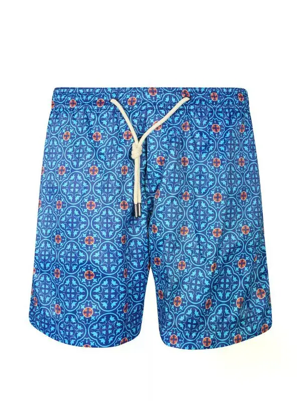 PENINSULA SWIMWEAR Vendicari Geometric-print Swim Shorts - Blue
