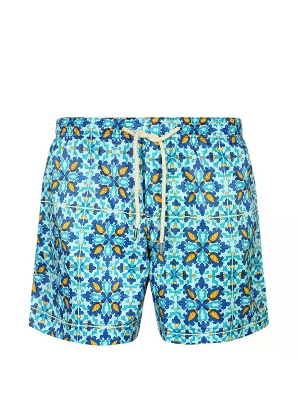 PENINSULA SWIMWEAR Cala Felce Printed Drawstring Swim Shorts - Blue