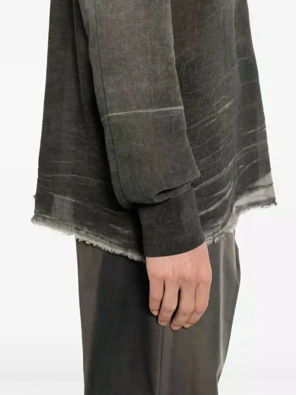 LABEL UNDER CONSTRUCTION Distressed-effect Band-collar Shirt