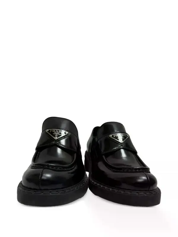 Prada Brushed Leather Loafers - Black