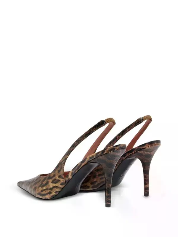 Amina Muaddi Leopard-print Snake-effect Slingback Leather Heeled Sandals - Brown