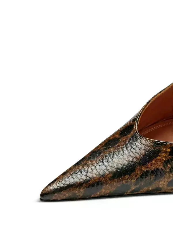 Amina Muaddi Leopard-print Snake-effect Slingback Leather Heeled Sandals - Brown