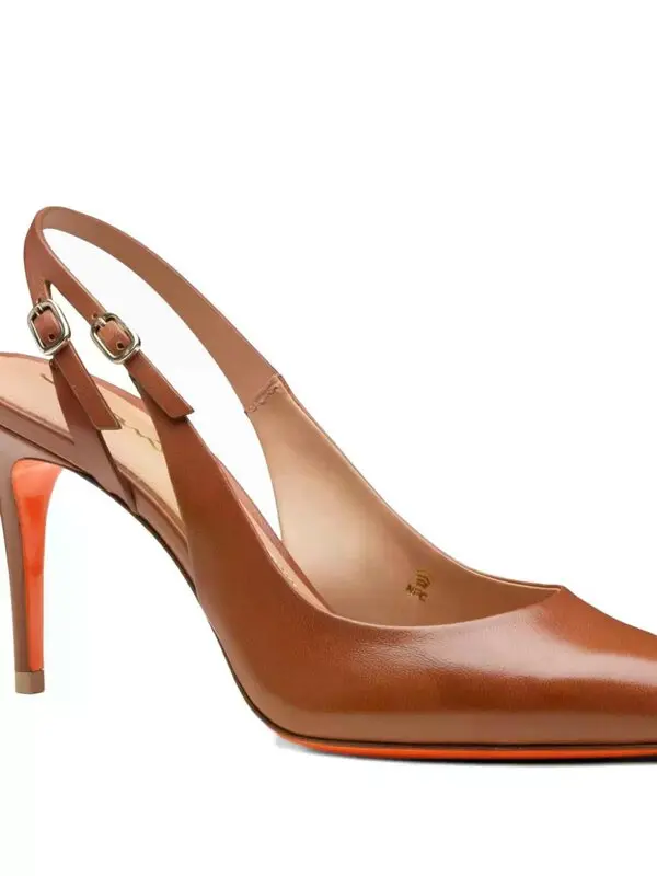 Santoni Pointed-toe Slingback Leather Heeled Pumps