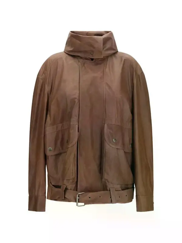 Calvin Klein Isa Belted Leather Jacket