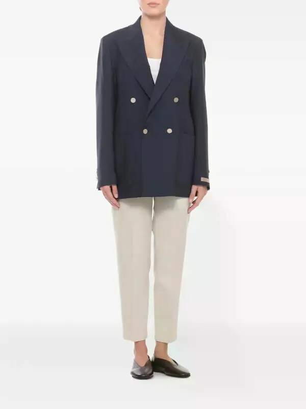 BRIGLIA 1949 Navy Peak Lapel Double-breasted Blazer
