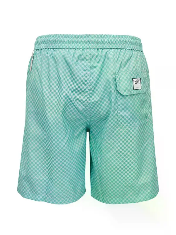 Fedeli Geometric Print Swim Shorts - Green