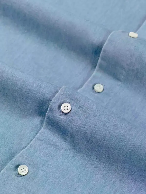 LUIGI BORRELLI Button-down Long-sleeved Shirt - Blue