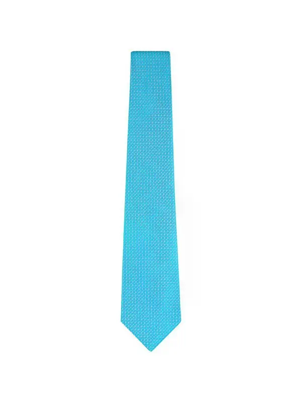 Kiton Silk Geometric Jacquard Tie - Blue