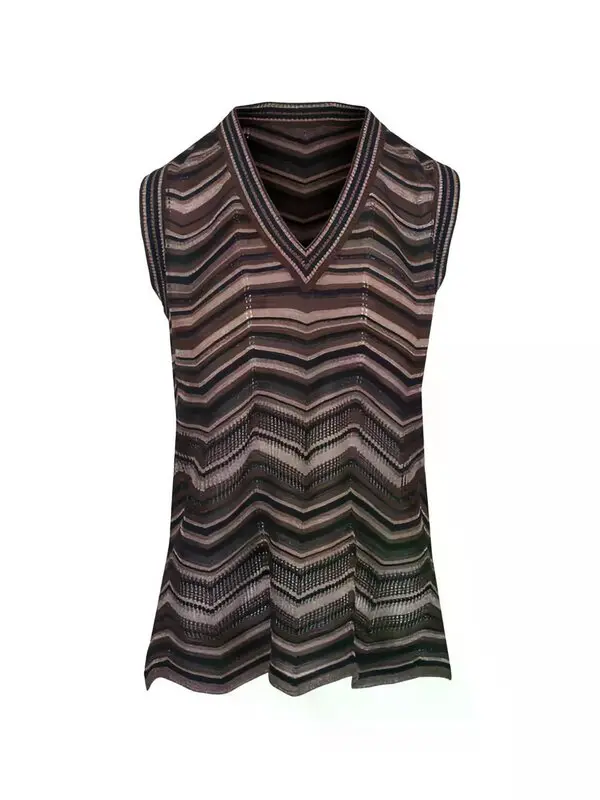 D.exterior Chevron-knit V-neck Top