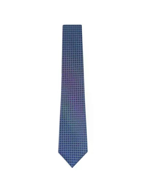 Kiton Geometric-pattern Tie - Blue