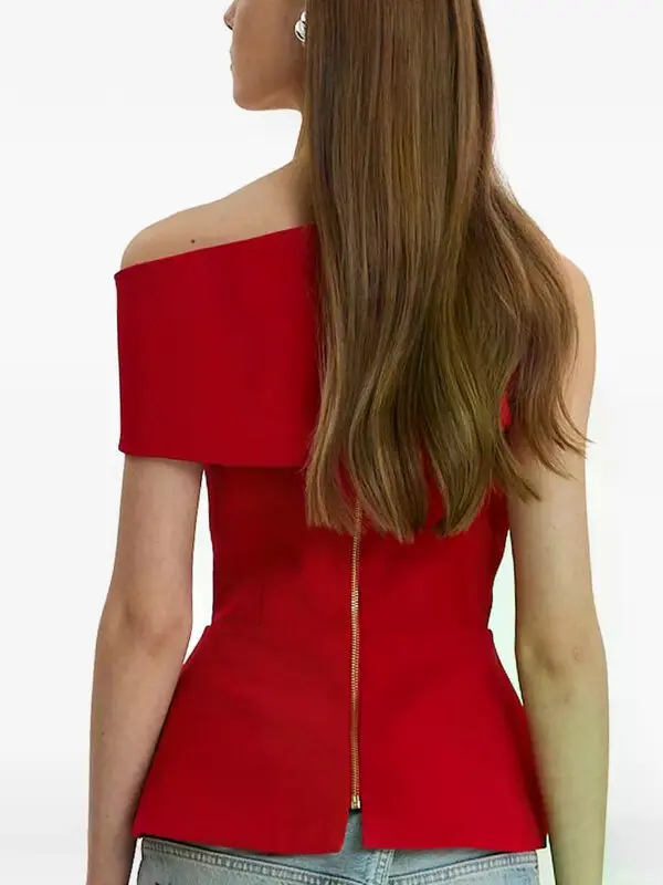 MOOS STUDIO Off-shoulder Peplum Top - Red