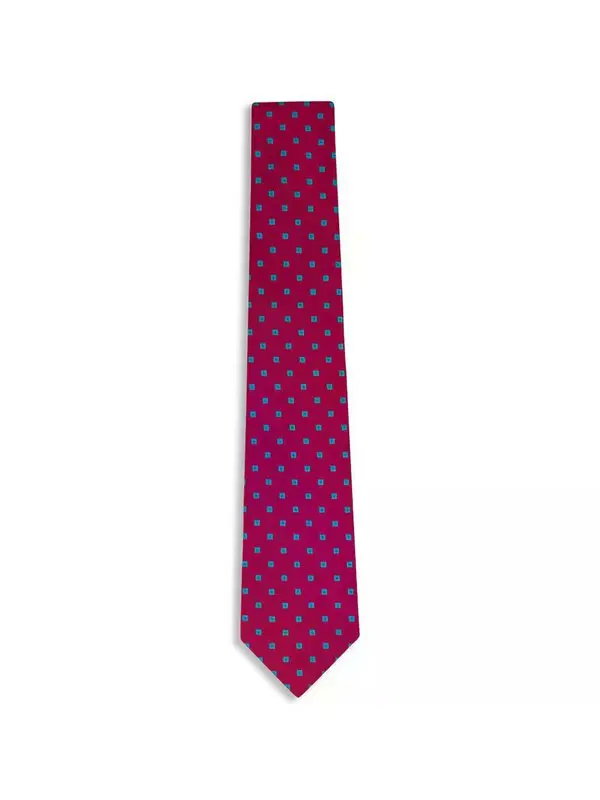 Kiton Geometric-print Silk Tie - Red