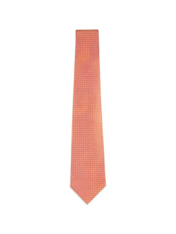 Kiton Geometric Pattern Silk Tie - Orange