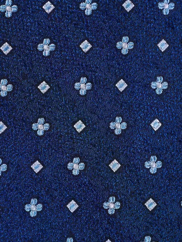 Kiton Silk Floral Embroidered Neck Tie - Blue