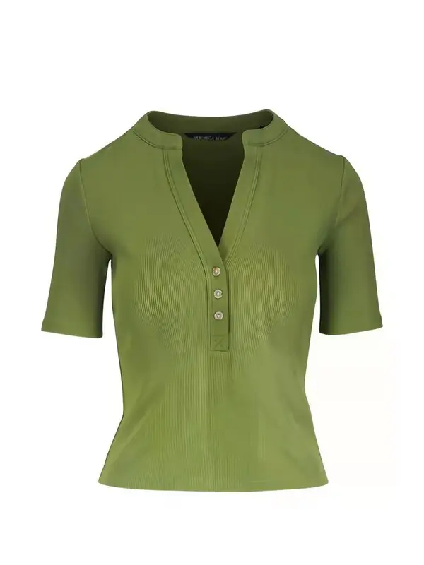 Veronica Beard Reuben Cactus Henley Top - Green