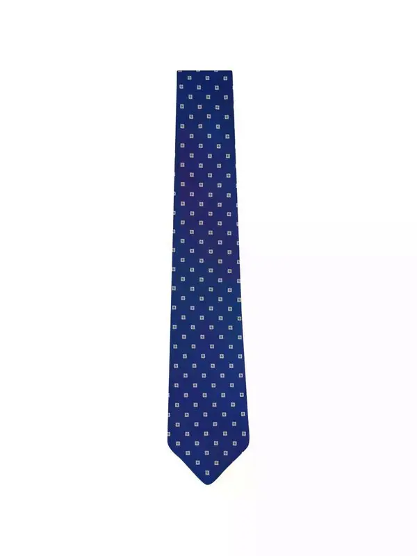 Kiton Silk Geometric Print Neck Tie - Blue