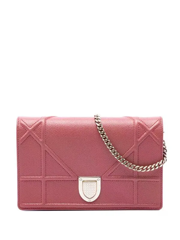 Dior 2019 Grained Calfskin Diorama Wallet On Chain Crossbody Bag - Red