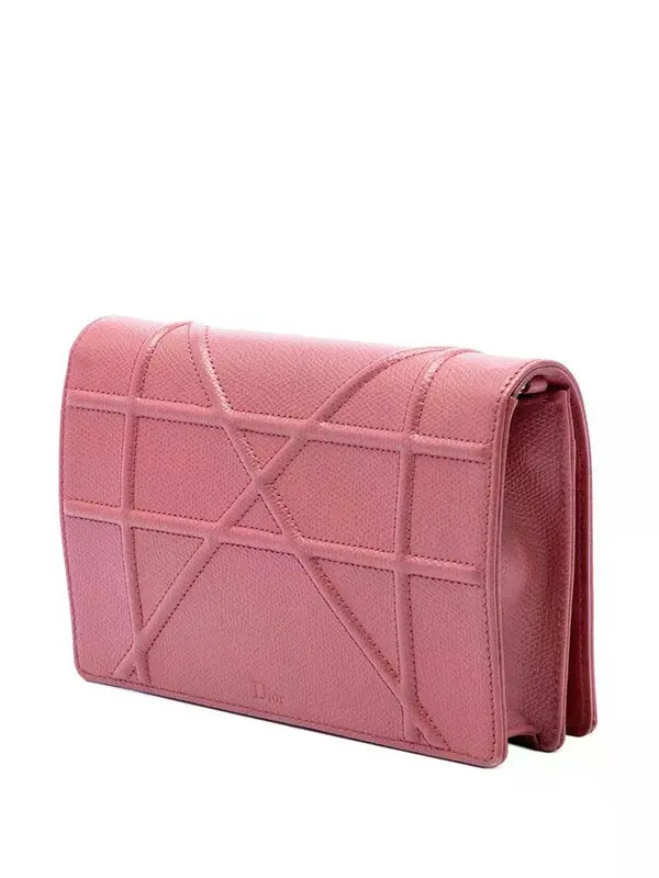Dior 2019 Grained Calfskin Diorama Wallet On Chain Crossbody Bag - Red