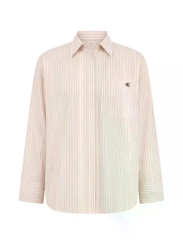Calvin Klein Striped Logo Plaque Shirt