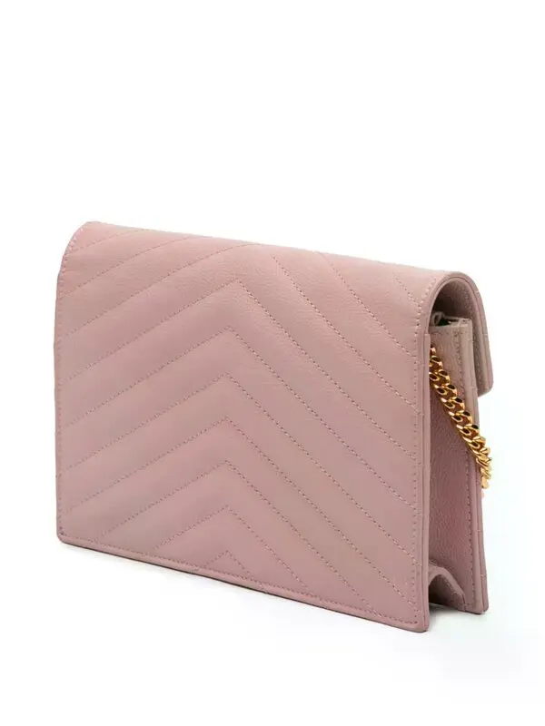 Saint Laurent Cassandre Envelope Chain Wallet Crossbody Bag - Pink