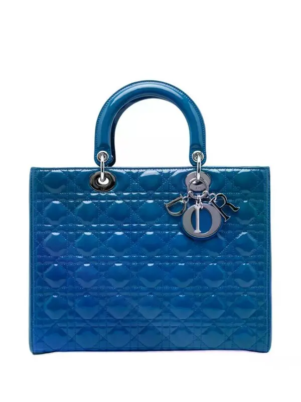 Dior Patent Cannage Lady Satchel - Blue