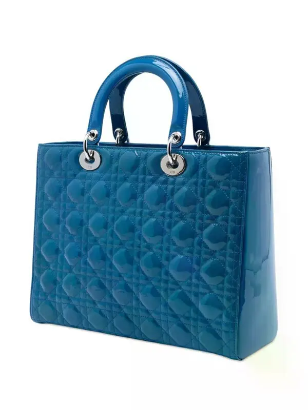 Dior Patent Cannage Lady Satchel - Blue