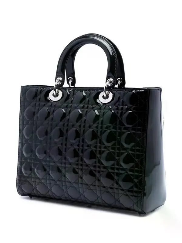 Dior Large Patent Cannage Lady Satchel - Black