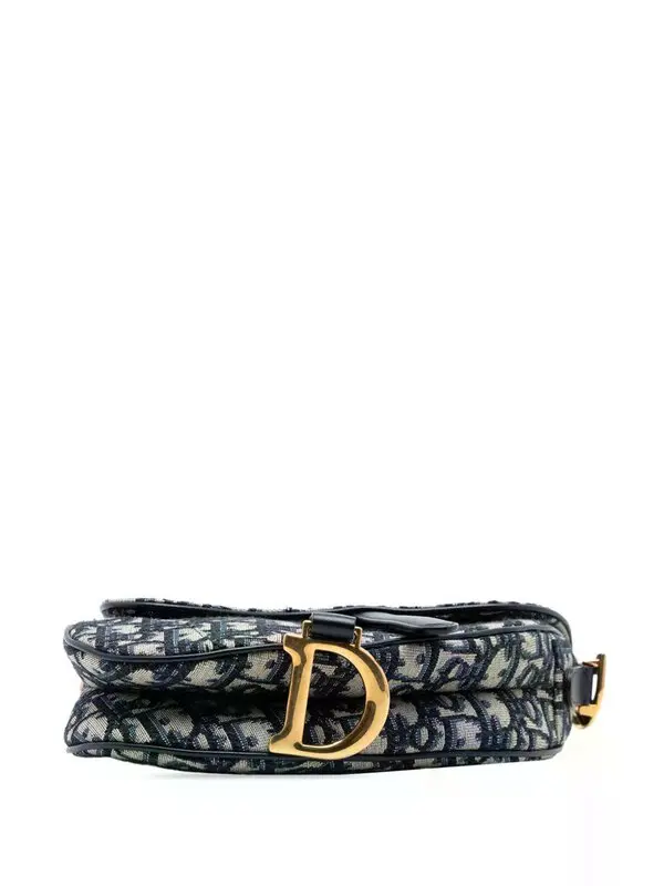 Dior Mini Oblique Canvas Saddle Bag Satchel - Blue