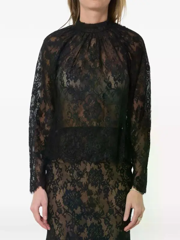 SELF-PORTRAIT Laced High Neck Long Sleeve Blouse