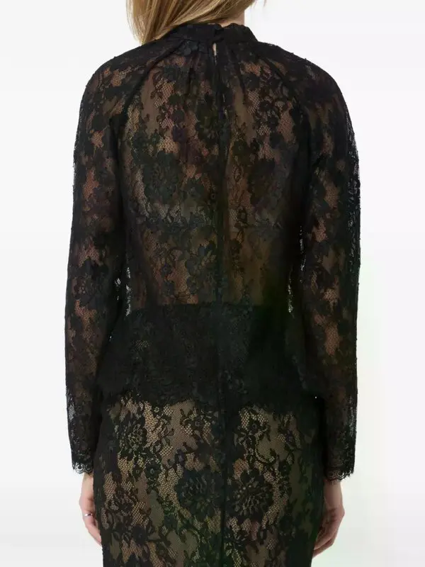 SELF-PORTRAIT Laced High Neck Long Sleeve Blouse
