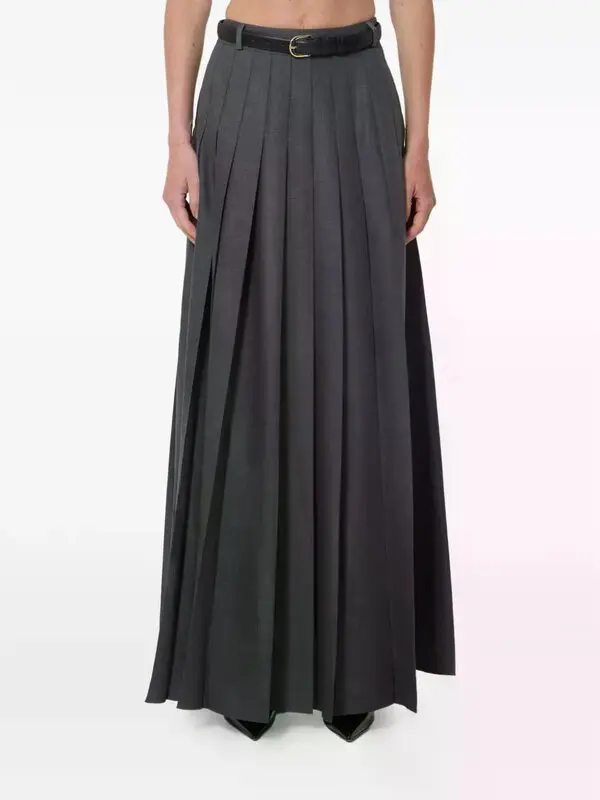 SELF-PORTRAIT Belted Pleated Maxi Skirt
