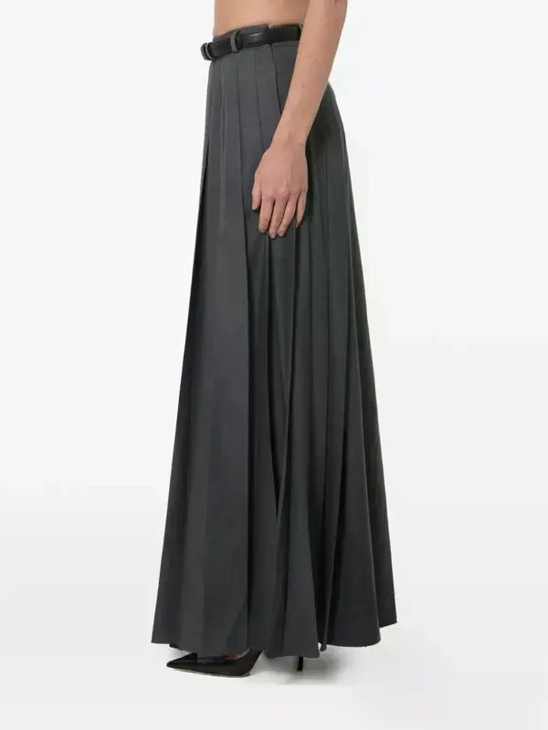 SELF-PORTRAIT Belted Pleated Maxi Skirt