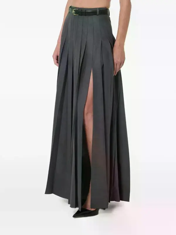 SELF-PORTRAIT Belted Pleated Maxi Skirt