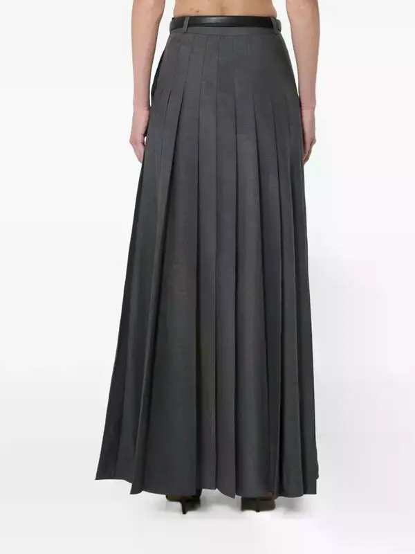 SELF-PORTRAIT Belted Pleated Maxi Skirt
