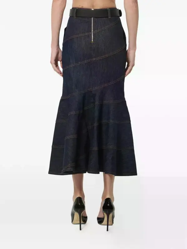 SELF-PORTRAIT Belted Mermaid-style Midi Skirt