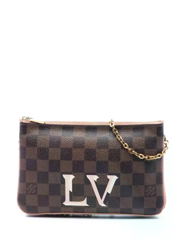 LOUIS VUITTON Damier Ebene Pochette Double Zip Crossbody Bag
