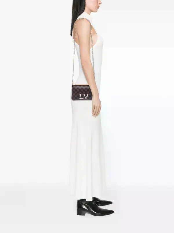 LOUIS VUITTON Damier Ebene Pochette Double Zip Crossbody Bag