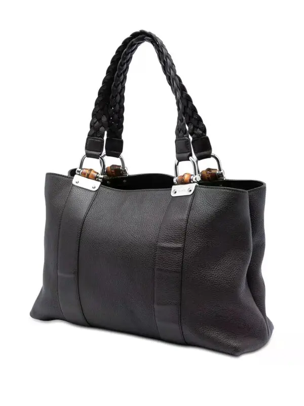 Gucci Calfskin Bamboo Tote Bag