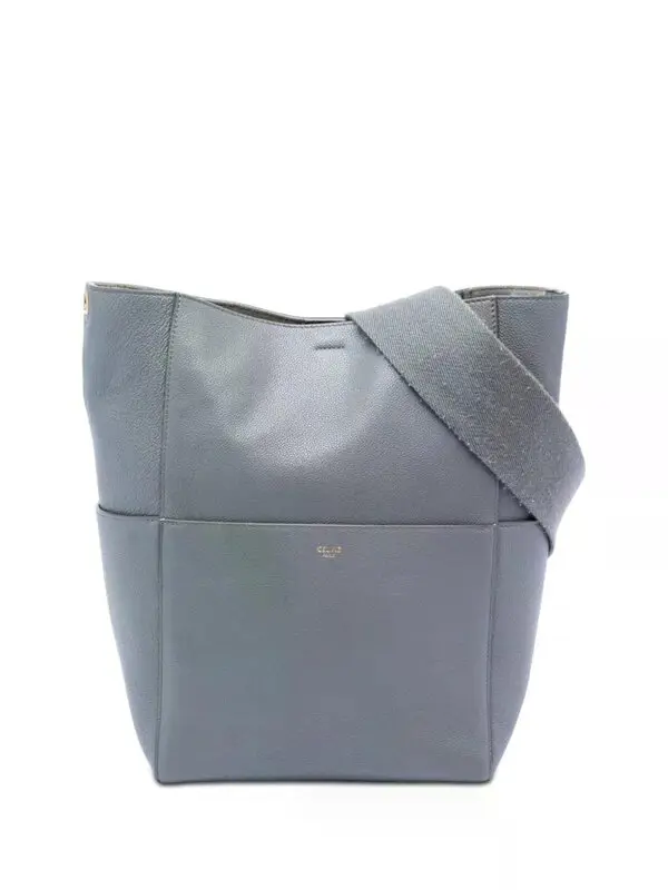 Celine Leather Sangle Bucket Bag - Grey