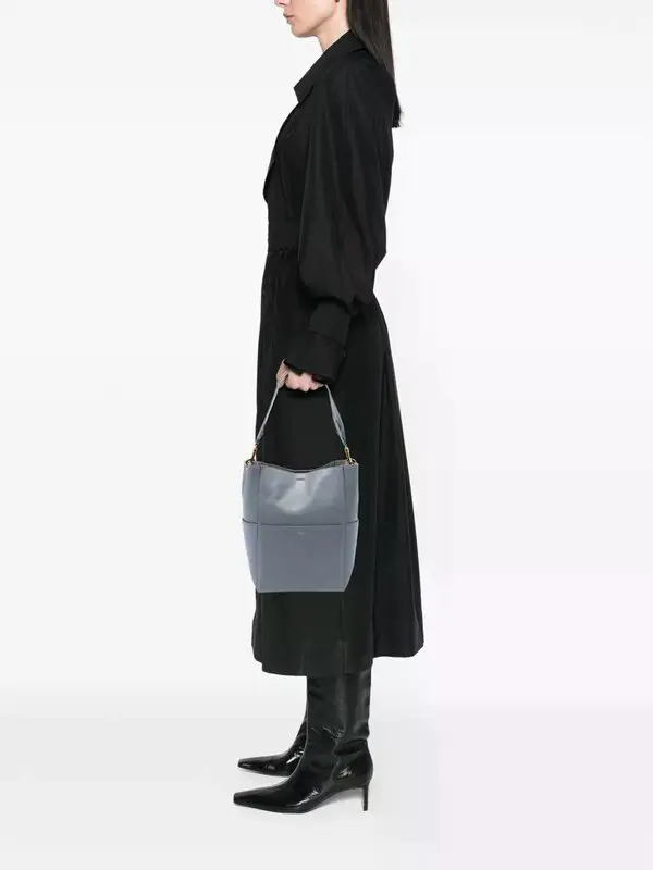 Celine Leather Sangle Bucket Bag - Grey