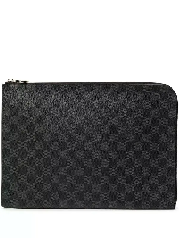 LOUIS VUITTON Damier Graphite Pochette Jour Gm Clutch Bag - Black