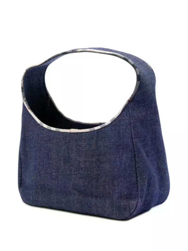 Burberry House Check Canvas Trimmed Denim Handbag
