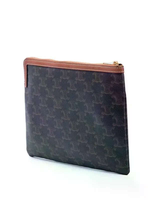 Celine Triomphe Coated Canvas Clutch Bag - Brown